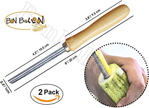 Zucchini Squash Vegetable Corer 2 pcs Corers Stainless Steel Core Remover Tool Kitchen Stuffed Vegetables Veggies Seed Remover Remove Seeds Eggplant Cucumber 8" Long Coring Tools Gadgets Drill