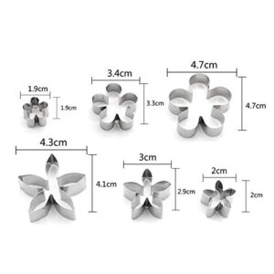 KeyZone 12 Pcs Small Stainless Steel Flower & Leaf Cookie Cutter Set Fondant Biscuit Cutter Cake Molds DIY Tools