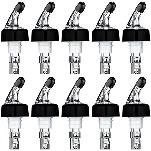 Automatic Measured Bottle Pourer Spout Bottle Pourer Liquor Bottle Pourers Bottle Jigger Quick Shot Spirit Measure Pourer, 1 oz/ 30 ml (Clear, Black,20 Pieces)