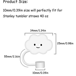 10mm Straw Cover, 2pcs Straw Covers Cap for Stanley Cup 40 oz Food Grade Silicone Cute Large Cloud Straw Topper Straw Tips Cover Protector Plugs for Stanley Tumblers Cup for Stanley Cup Accessories 