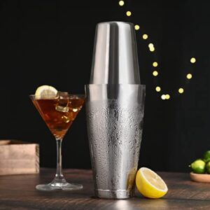 Boston Cocktail Shaker, Bar Bartender Shaking Tins Weighted 28oz Unweighted 18oz for Bartending, Martini Shakers Stainless Steel for Drink | Boston Shaker Set | Silver, by Plat Star