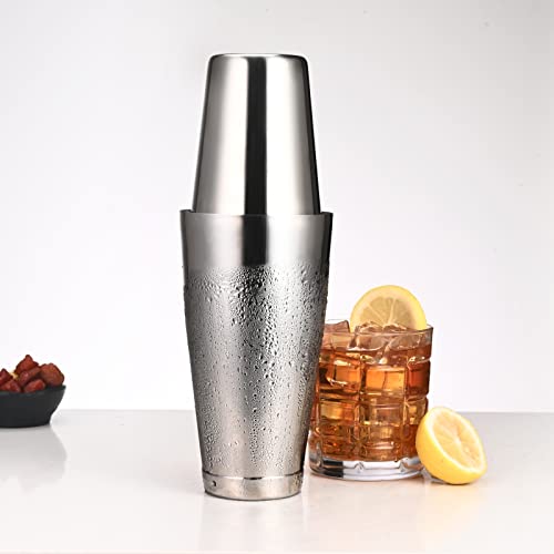 Boston Cocktail Shaker, Bar Bartender Shaking Tins Weighted 28oz Unweighted 18oz for Bartending, Martini Shakers Stainless Steel for Drink | Boston Shaker Set | Silver, by Plat Star