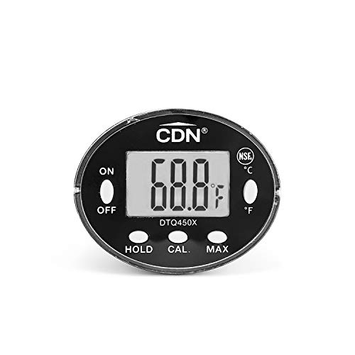 CDN ProAccurate® Waterproof Digital Thermometer with Protective Sheath, Easy to Read Display, 5" Stem with Thin Tip Probe, Black Display (DTQ450X)