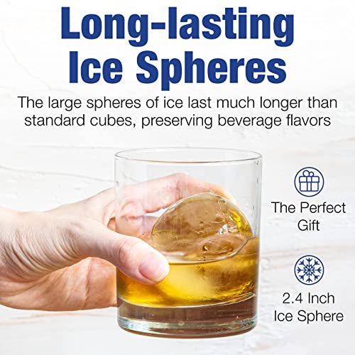 Eparé Clear Ice Ball Maker - Clear Ice Maker & Cocktail Ice Molds for Whiskey - Silicone Ice Balls for Whiskey - BPA-Free Craft Ice Cube Molds - Ice Sphere Mold Ice Trays for Freezer with Silicone Bag