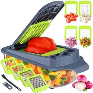 vegetable chopper, heavy duty onion chopper with container, dishwasher safe veggie chopper, 4 blade food chopper dicer cutter