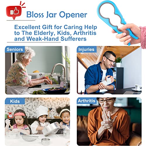 Bloss Anti-skid Jar Opener Jar Lid Remover Rubber Can Opener Kitchen Grippers To Remove Stubborn Lids, Caps and Bottles Great Kitchen Gadgets For Small Hands or Seniors,Blue