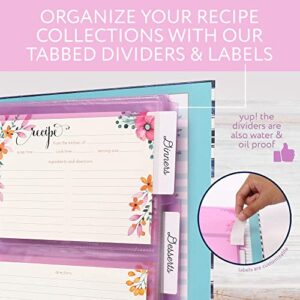 LotFancy Recipe Binder, 8.5” x 10”, with 60 Blank Recipe Cards 4x6, 30 Plastic Page Protectors, 3 Tabbed Dividers, 24 Labels - Kitchen Recipe Card Cookbook Binder Organizer Kit