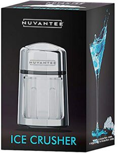 nuvantee ice shaver snow cone machine manual ice crusher crushes ice to your desired fineness stainless steel, non-slip , bpa free easy to use ice crusher hand crank - chrome plated