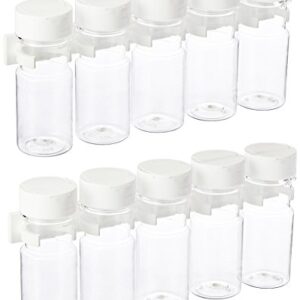 SpiceStor 4" Spice Bottle Set with Organizer (10-Pack), Clear Bottle with White Cap