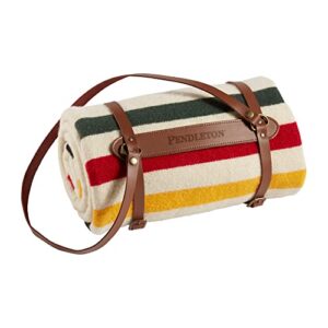 pendleton national park throw with leather strap carrier, glacier