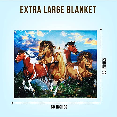 Horse Throw Blanket, Super-Soft Adorable Extra-Large Horse Throw Blanket for Girls, Teens, Adults, and Children, Fleece Horse Print Blanket (50in x 60in) Warm Plush and Cozy Throw for Traveling or Bed