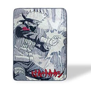 JUST FUNKY Naruto Kakashi Hatake Anime Fleece Throw Blanket | Naruto Blanket Kakashi Sensei Soft Blankets and Throws | Official Naruto Throw Blanket | Measures 60 x 45 Inches