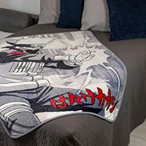 JUST FUNKY Naruto Kakashi Hatake Anime Fleece Throw Blanket | Naruto Blanket Kakashi Sensei Soft Blankets and Throws | Official Naruto Throw Blanket | Measures 60 x 45 Inches