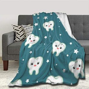 pindola funny teeth throw blanket warm lightweight soft cozy warm home decoration 50"x40"