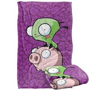 invader zim blanket, 36"x58" pig riding silky touch super soft throw blanket