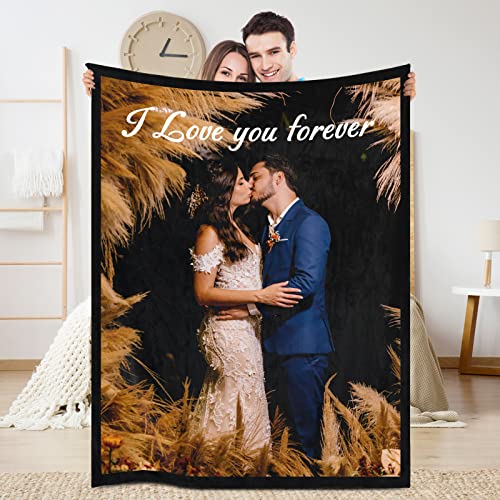 Livole Custom Blanket Customized Blankets with Photos and Text Personalized Pictures Throw Blanket Gifts Flannel Blanket for Baby Boyfriend Mom Dad Christmas Birthday (1-Photo, 30 * 40in)