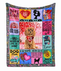 prezzy personalized gifts for best dog mom ever throw blanket cute cavalier king charles spaniel happy for mom mama grandma birthday gifts idea for couch sofa bed soft throw blanket