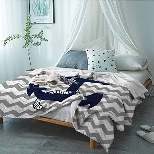 Singingin Ultra Soft Flannel Fleece Bed Blanket Chevron Ripple Waves Anchor Tie Pattern Throw Blanket All Season Warm Fuzzy Light Weight Cozy Plush Blankets for Living Room/Bedroom 40 x 50 inches