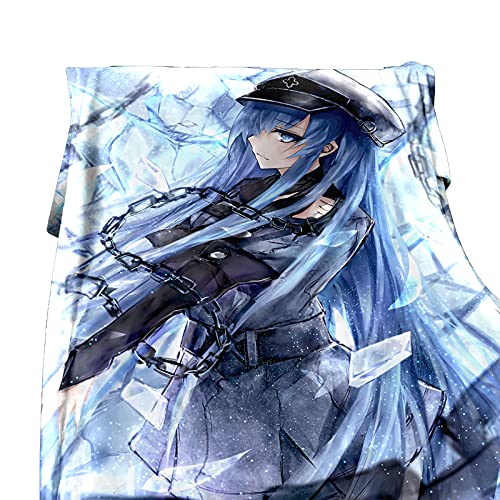 Japanese Anime Akame Ga Kill! Esdeath Flannel Throw Blanket,Household Soft Manga Printed Plush Flannel Fleece Throw Blanket