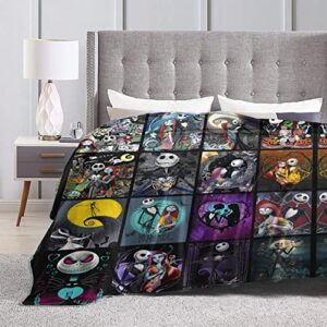 fleece blanket throw soft plush lightweight cozy warm comfy for all seasons flannel quilt (black 2, 50"x40")