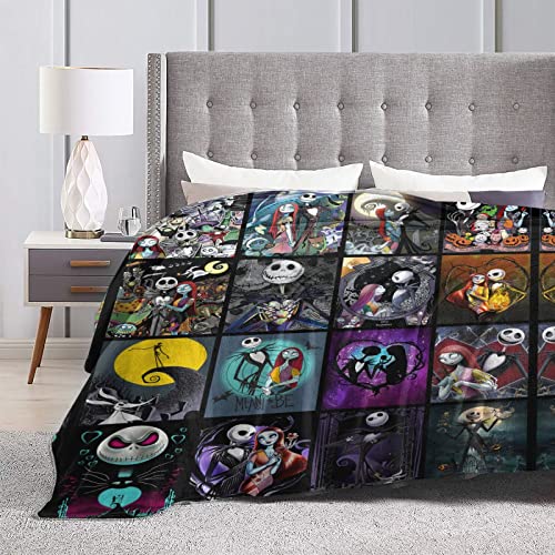 Fleece Blanket Throw Soft Plush Lightweight Cozy Warm Comfy for All Seasons Flannel Quilt (Black 2, 50"x40")