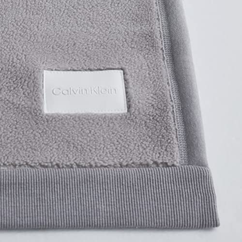 Calvin Klein Sherpa Rib Knitted 1 Piece Throw, 40 X 60 Inch, Man Made Fibre (Grey)