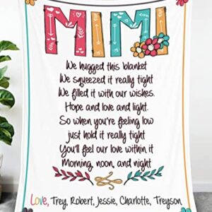 Mimi Flower Grandkids Gifts Blanket,Customized Gifts for Mimi, Throw Blanket Mimi Birthday Gifts, Mimi Blanket Throw, Mimi Gifts from Grandkids, Christmas Mimi Gifts for Grandma. (A1 - Mimi)