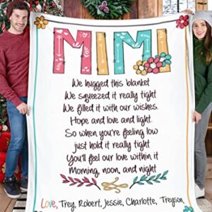 Mimi Flower Grandkids Gifts Blanket,Customized Gifts for Mimi, Throw Blanket Mimi Birthday Gifts, Mimi Blanket Throw, Mimi Gifts from Grandkids, Christmas Mimi Gifts for Grandma. (A1 - Mimi)