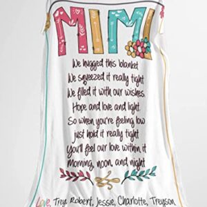 Mimi Flower Grandkids Gifts Blanket,Customized Gifts for Mimi, Throw Blanket Mimi Birthday Gifts, Mimi Blanket Throw, Mimi Gifts from Grandkids, Christmas Mimi Gifts for Grandma. (A1 - Mimi)