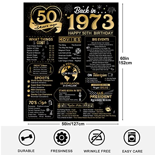 50th Birthday Gifts for Men Women,50th Birthday Decorations for Women Men,50th Birthday Gift Ideas,Great Birthday Gifts for 50 Year Old Grandparents Dad Mom Back in 1973 Throw Blanket 60Lx50W Inch