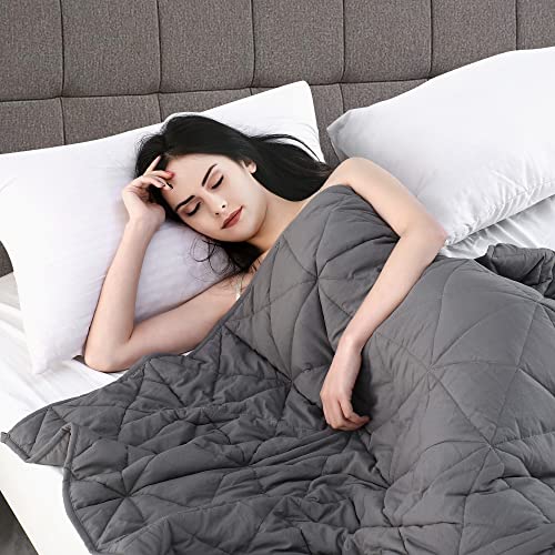 LOYIGA Weighted Blanket (10 lbs 47"x70" Twin Size), Adult Cooling Breathable Heavy Blankets with Glass Beads, Soft Throw Blanket for All Seasons (Dark Grey)