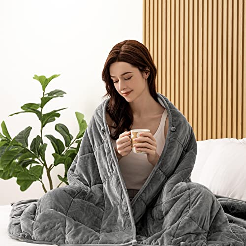 HBlife Sherpa Fleece Weighted Blanket for Adults, Oeko-Tex Certified 10 lbs Thick Fuzzy Bed Blanket, Heavy Reversible Soft Fleece Blanket with Premium Glass Beads 50 x 60 Inches, Grey