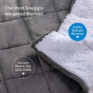 Uttermara Weighted Blanket Queen Size 15lbs 60x80 inches, Sherpa Weighted Blankets with Soft Plush Fleece, Cozy Warm White Sherpa Snuggle Thick Heavy Blanket Great for Relax and Calming, Grey