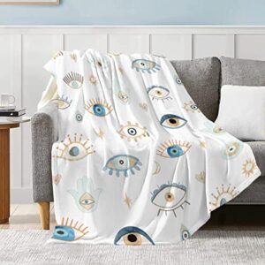 Amilient Evil Eye Pattern Throw Blanket Super Soft Fluffy Cozy Plush Fleece Blanket Decorative Fuzzy Lightweight Blankets for Sofa Couch Bed Camping, 50"x60"-Teens/Travel Size