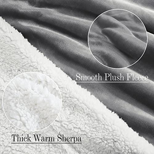 StangH Grey Fleece Sherpa Throw Blanket - Super Soft Fuzzy Lightweight Fleece Microfiber Blanket Reversible Velvet Plush Couch Blanket for Winter, Throw Size 50 x 60