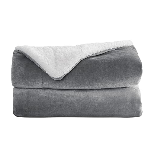 StangH Grey Fleece Sherpa Throw Blanket - Super Soft Fuzzy Lightweight Fleece Microfiber Blanket Reversible Velvet Plush Couch Blanket for Winter, Throw Size 50 x 60