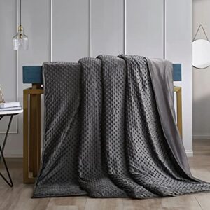 WENERSI Weighted Blanket with Duvet Cover,Cooling Weighted Blanket for Adults/Kids,Heavy Blanket with Machine Washable Soft Microfiber Cover(Dark Grey,60''x80'' 25lbs)