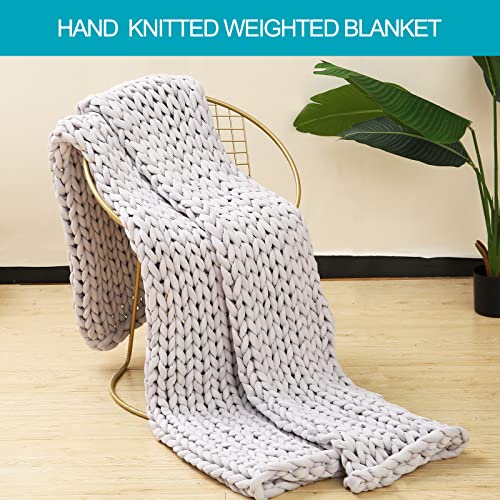 Knitted Weighted Blanket ( Grey, 60" x 80" 15 Lbs)