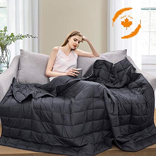 MAPLE DOWN Weighted Blanket 20 lbs | for Adult & Kids | Queen Size | 100% Cotton Material with Glass Beads | Bedroom & Living Room | 180lbs-210lbs(Dark Gray 60”x80”)