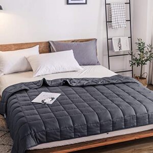 MAPLE DOWN Weighted Blanket 20 lbs | for Adult & Kids | Queen Size | 100% Cotton Material with Glass Beads | Bedroom & Living Room | 180lbs-210lbs(Dark Gray 60”x80”)