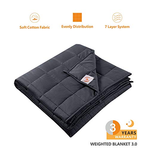 MAPLE DOWN Weighted Blanket 20 lbs | for Adult & Kids | Queen Size | 100% Cotton Material with Glass Beads | Bedroom & Living Room | 180lbs-210lbs(Dark Gray 60”x80”)