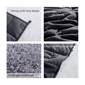 MAPLE DOWN Weighted Blanket 20 lbs | for Adult & Kids | Queen Size | 100% Cotton Material with Glass Beads | Bedroom & Living Room | 180lbs-210lbs(Dark Gray 60”x80”)