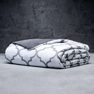 luxome king size weighted blanket | includes removable cover | 30 lbs | 100"x85" | minky & lyocell from bamboo | lattice print