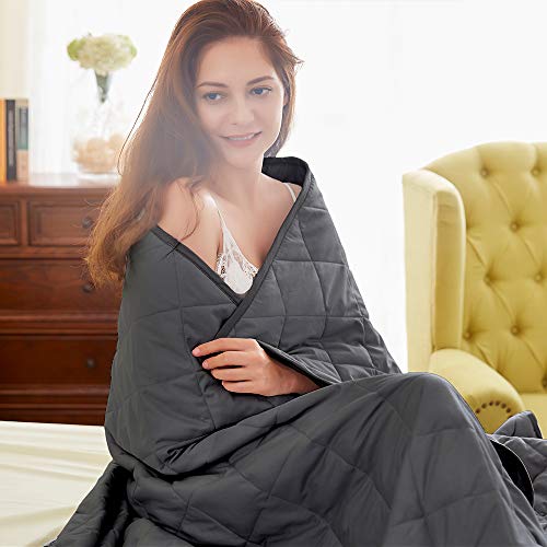 Dornroscn Cooling Weighted Blanket (48"x72"8lbs) with Thin Comforter for Autumn, Breathable Cozy Weight Blankets for Twin Sized Bed and Couch, Soft Quilted Heavy Throw Blanket,Grey