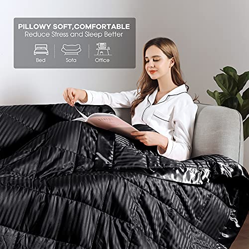 downluxe Weighted Blanket - King Size,18lb Blankets for Adult with Glass Beads,Heavy Blanket with Satin Trim (90 x 104 inch, Black)