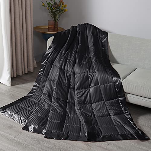 downluxe Weighted Blanket - King Size,18lb Blankets for Adult with Glass Beads,Heavy Blanket with Satin Trim (90 x 104 inch, Black)