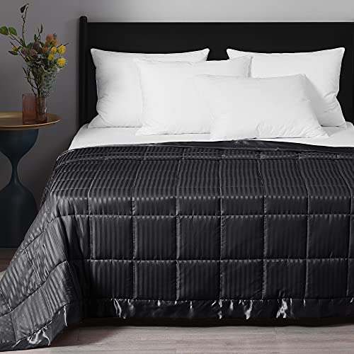 downluxe Weighted Blanket - King Size,18lb Blankets for Adult with Glass Beads,Heavy Blanket with Satin Trim (90 x 104 inch, Black)