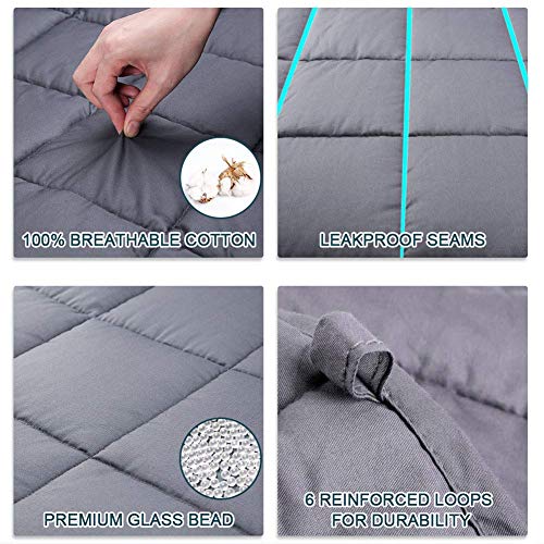 Secura Everyday Luxury Premium Adult Weighted Blanket & Removable Green Minky Cover & 2 Pillowcases (20 lbs 60 x 80 Queen Size, 100% Cotton Material with Glass Beads)