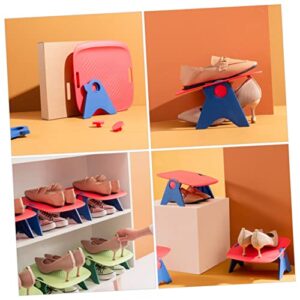 Cabilock 1 PC Space-Saving Double-Layer Saver Rack Simple Home for Plastic Shelf Assembly Space Shoe Blue Creative Holder Household Organizer Red Slots Require Storage Stand