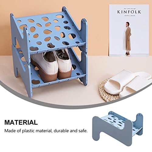 Cabilock 2 pcs Holder Saver Stackable Low Sneaker Saving Boot Container Storage Slots Heels Shoes Plastic Space Entryway Stacker Blue Toy Shelf High Shoe Cabinet Home Sandals for